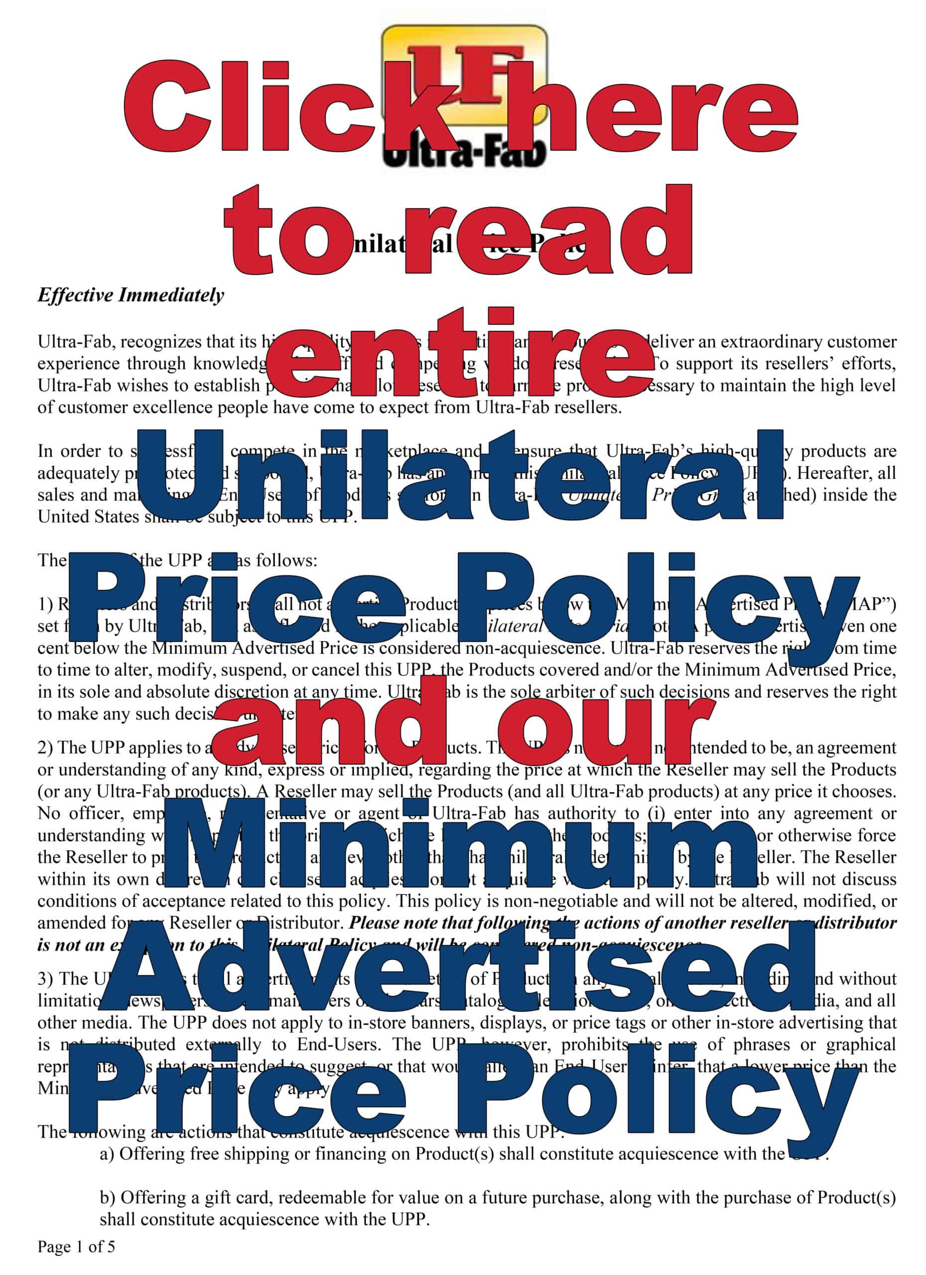 MAP / UPP INFORMATION - Ultra-Fab Products